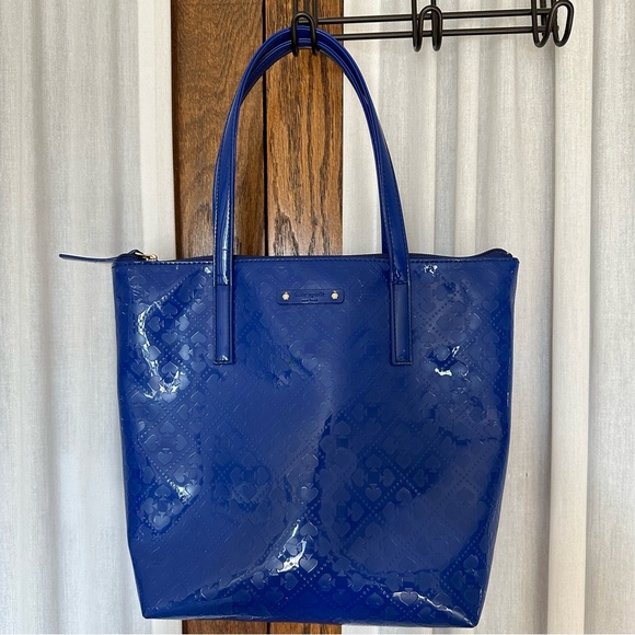 kate spade | Bags | Kate Spade New York Royal Blue Small Vinyl Zipper ...